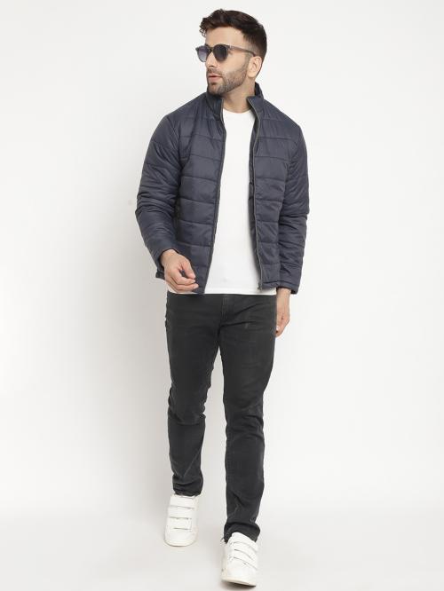 Buy Better Think Men Blue Self Design Nylon Quilted Jacket (Xxl) Online ...