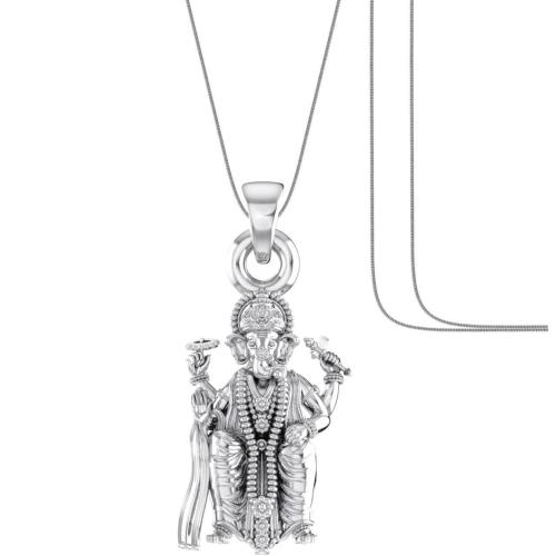 Buy Akshat Sapphire Pure Silver God Ganesha Pendant With Chain Suitable ...