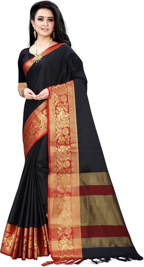 Buy Prabhas Women Multicolor Cotton Silk Self Design Saree Online at ...
