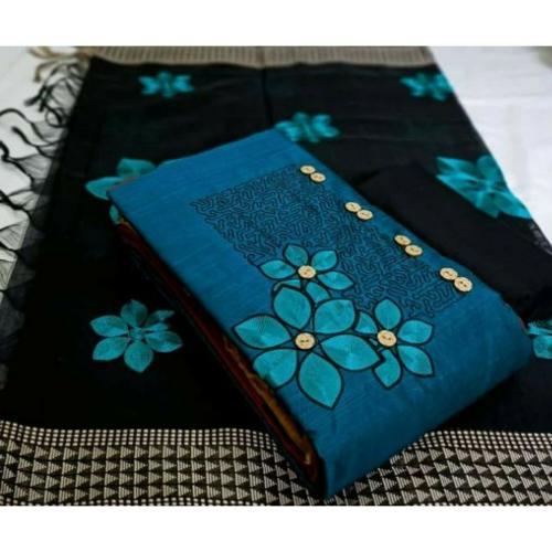 Buy GURHAL Embroidered Cotton Unstitched Dress Material Blue Online at ...
