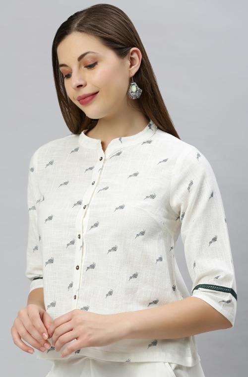 Buy Janasya Women's Off White Cotton Slub Top Online at Best Prices in ...