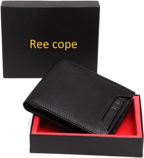 Buy Ree Cope Black Genuine Leather 6 Card Slots Men RFID Wallet Online ...