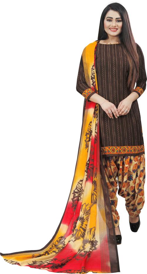 GEE NEXT CREATION BELIEVING IN NEXT Women Brown Printed Crepe Single Unstitched Dress Material ...