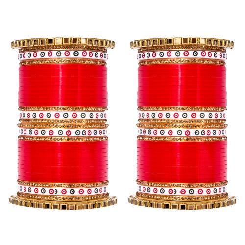 Buy SEEMO Latest New Fancy MirrorGoldRed Bridal Chooda Online at Best ...