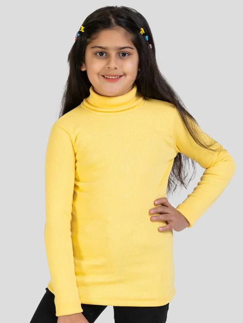 Buy YHA Girls Turtle Neck Full Sleeve Sweaters Light Yellow Online at ...