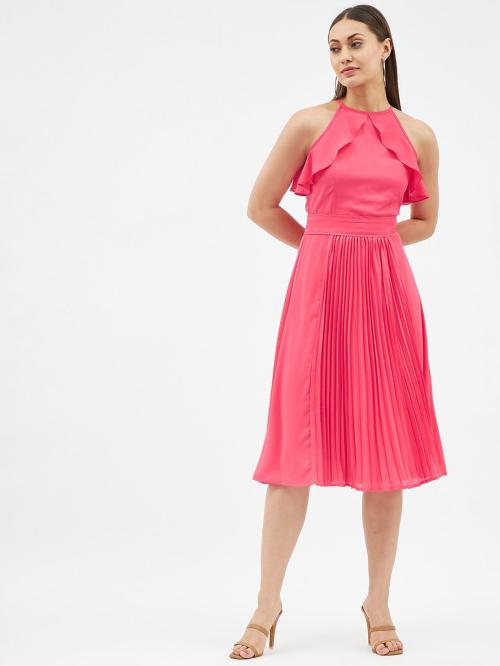 Buy HARPA Women Pink Solid Polyester Dress Online at Best Prices in ...