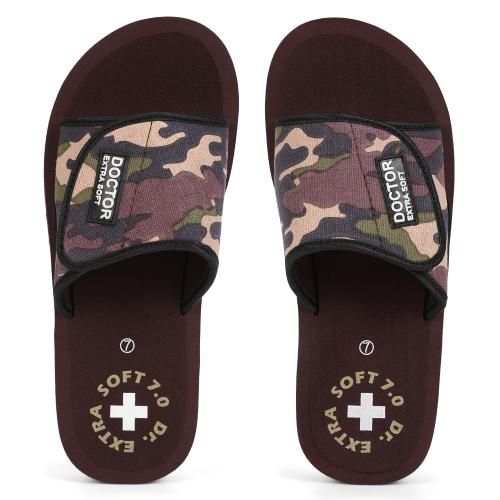 Buy DOCTOR EXTRA SOFT Brown House Camo Slides for Men's Ortho Care ...