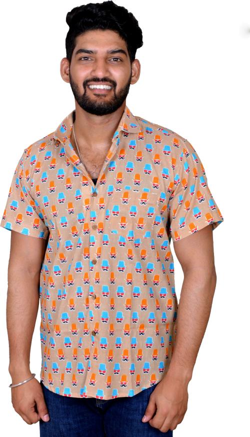 Buy TMF THE MEERU FASHION Men Printed Casual Pink Shirt Online at Best ...