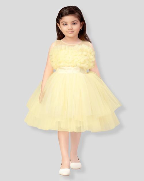 Buy Muhuratam Girls Lemon Round Neck Solid Frock Online at Best Prices ...