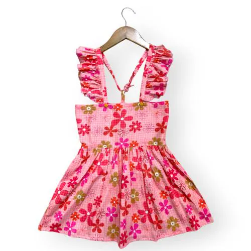 Buy Bebe Unicorn Multicolor Flower Print Cotton Pink Frock Design for ...
