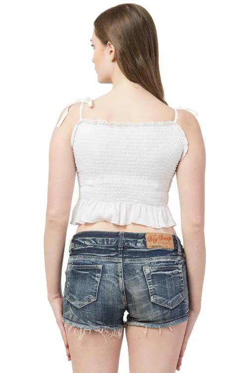 Buy GAURGEOUS Women Rayon Fabric Solid White Color top For women Online ...