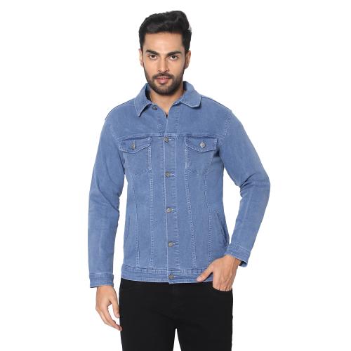 Buy TCI TRUE COLORS OF INDIA Men Light blue cotton Denim Jacket Online ...