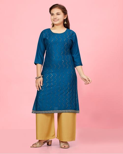 Buy Muhuratam Girls Rama Colour Cotton Kurti Online at Best Prices in ...