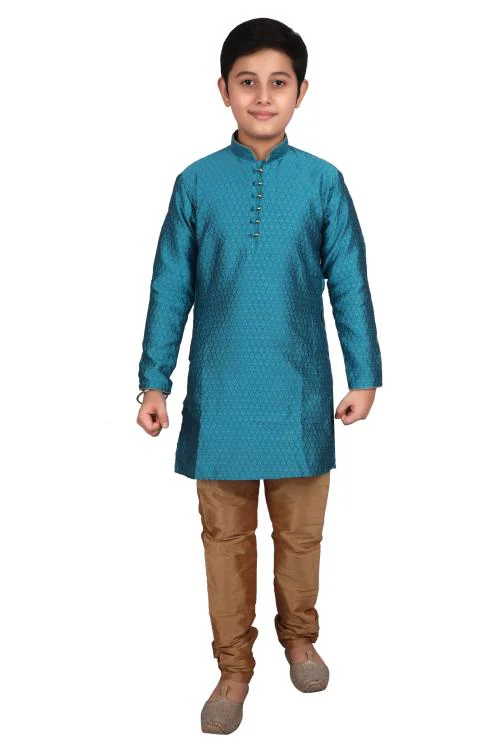 Buy Pro-Ethic Style Developer Ethnic Wear Silk Firozi Kurta Pyjama Set ...