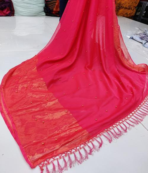 Buy Vragi's Latest Designed Moti Work Chiffon Saree With Moti Work ...