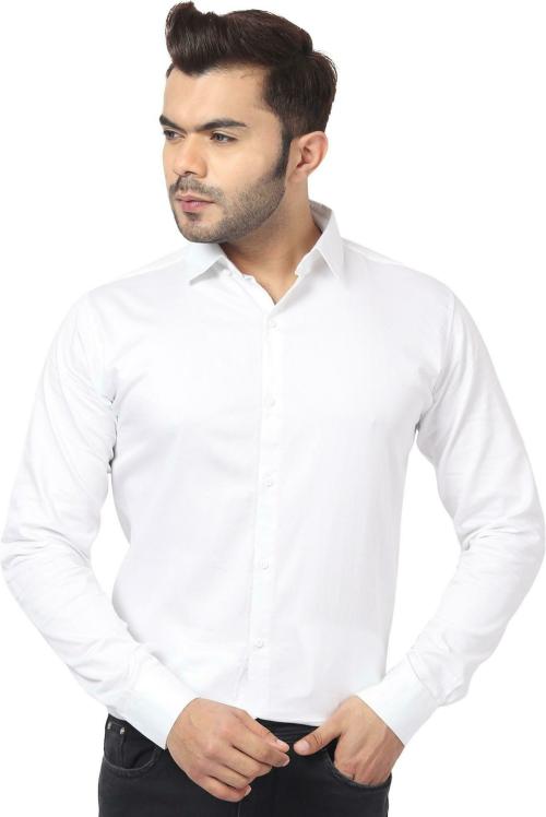 Buy TMF THE MEERU FASHION Men Solid Formal White Shirt Online at Best ...