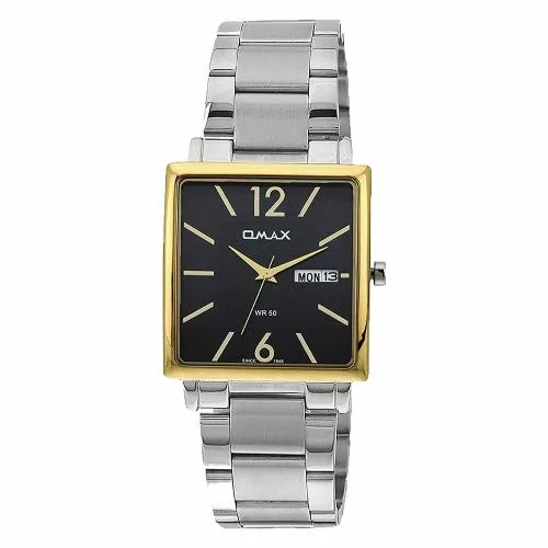 Buy OMAX Analog Silver Watch Black Dial With Silver Strap for Men ...