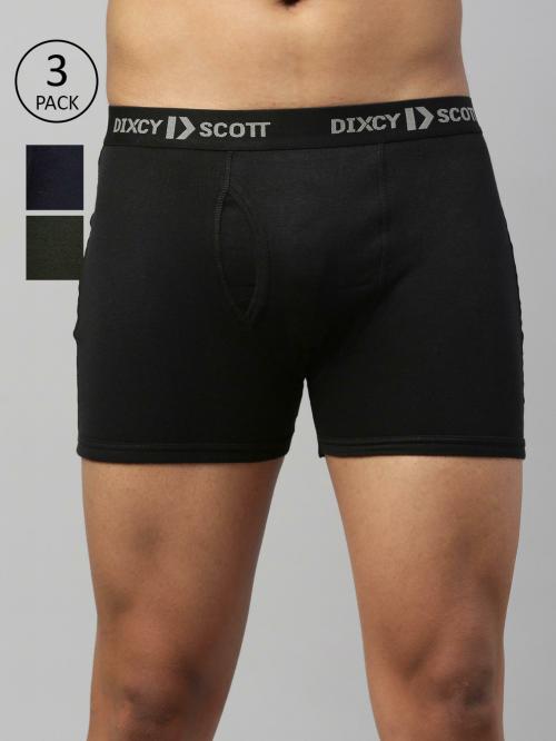 Buy Dixcy Scott Maximus Men's Assorted Solid Cotton Pack of 3 Trunks ...