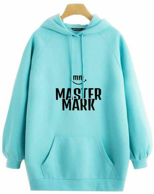 Buy Master Mark Men and Women Printed Fleece Hooded Light Blue ...