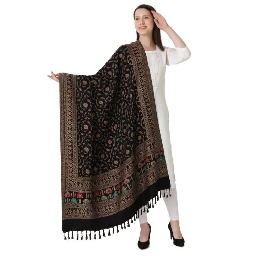 Buy EVAZ Stylish Woolen Shawl For Women's -Black Online at Best Prices ...