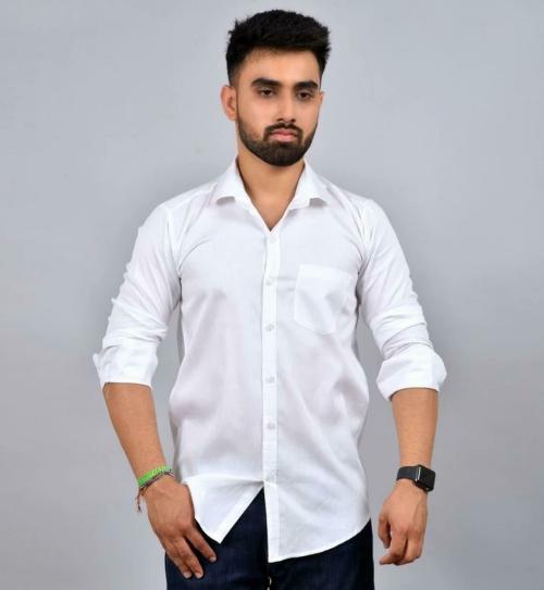Buy TMF THE MEERU FASHION Men Solid Casual White Shirt Online at Best ...