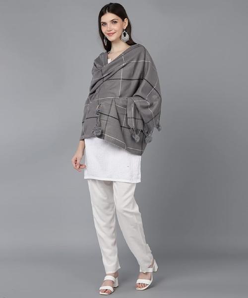 Buy Jayri 100% Soft Woolen Women's Stole Winter Round Stole Online at ...