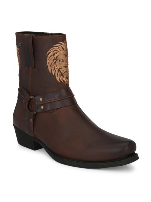 Buy Delize Matt Brown men’s leather riding boots Online at Best Prices ...