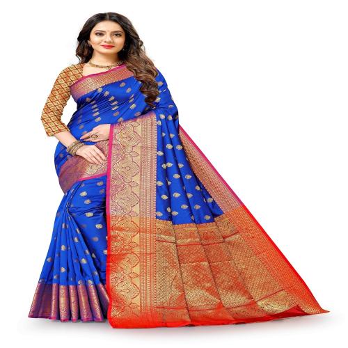 Buy Aadhya Creation Womens Soft Litchi Silk With Gold Zari Woven Rich ...