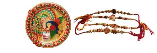 Buy BANITHANI Multicolor Metal & Rakhi Combo Thali Set (Pack of 5 ...