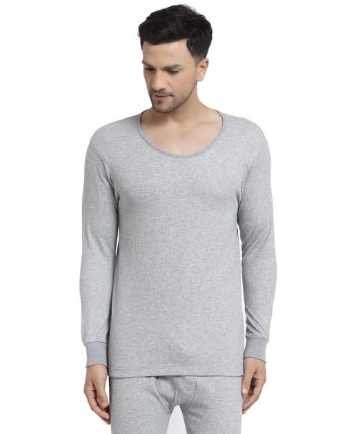 Buy Kalt Men Light Grey Ribbed Cotton Polyester Thermal Top Online at ...