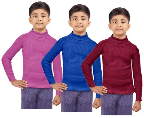 Buy IndiWeaves Boys Wool Warm High Neck Skivvy for Winter (Pack of 3 ...