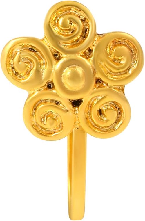 Buy ADMIER Brass Goldplated floral design Marathi Nath "Press to wear ...