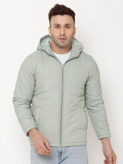 Buy ONNIT Men's Mint Winter Wear Full Sleeves Solid Hooded Neck Puffer Jacket Online at Best ...