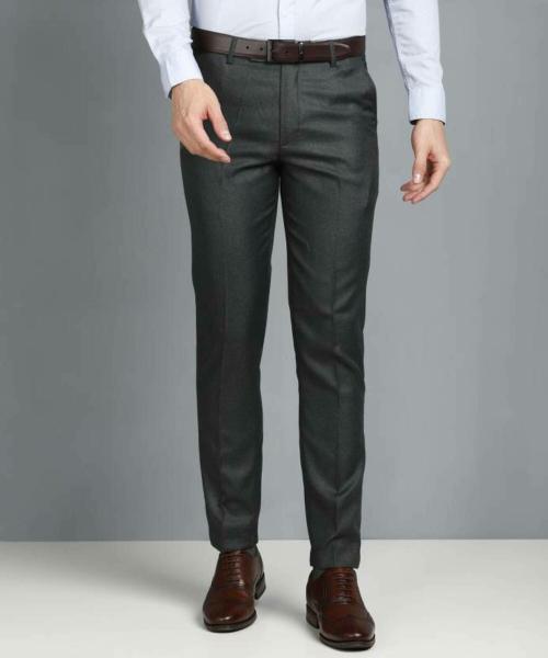 Buy CYPHUS Men Regular Fit Grey Cotton Blend Trousers Online at Best ...