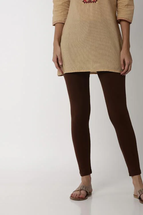 Buy Soch Women Brown Solid Pure Cotton Ankle Length Legging Online at Best Prices in India ...