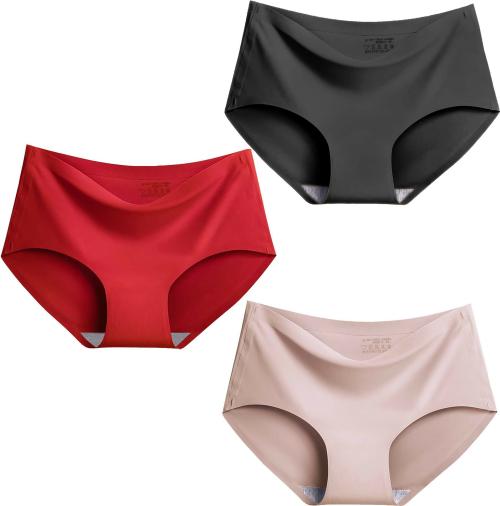 Buy Yana Women Beige, Red, Black Cotton Lycra Blend Pack Of 3 Hipster Panty (M) Online at Best ...