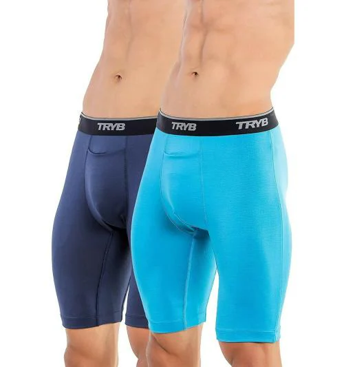 Buy TRYB Mens Compression Shorts Long Leg Performance Underwear Spandex Running Workout Athletic ...