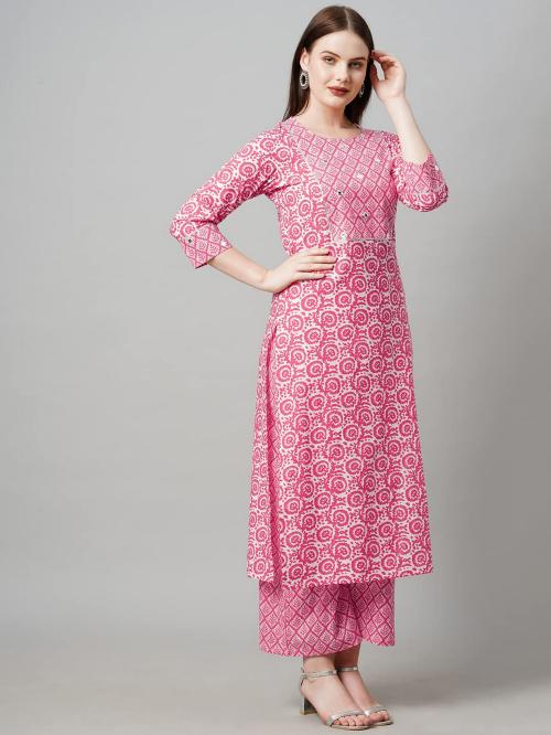 Buy Ratnavali Cotton Blend Printed Kurta Pant Set KS017-03-XL Online at ...