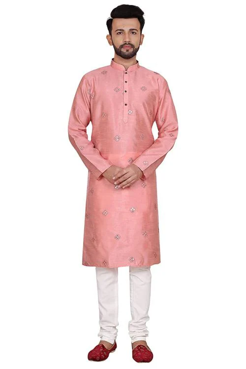 Buy HEORA Mens Pitch Silk Blend Kurta Pyjama Set for Ethnic and ...