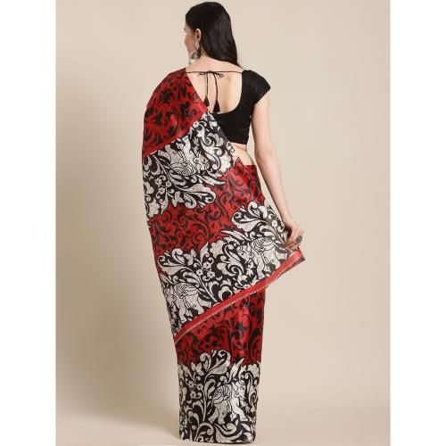 Buy Marabout Women's Beautiful Red Colour Taffeta Silk saree Online at ...