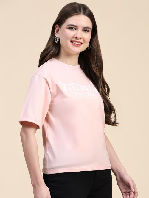 Buy AECK Women Basic Solid Cotton Peach Half Sleeves T-Shirt Online at Best Prices in India ...