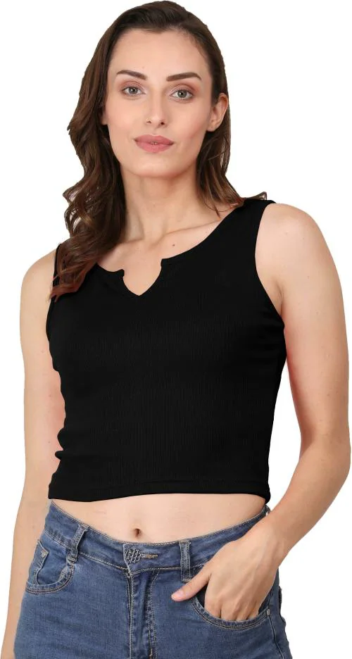 Buy AD2CART_Women Lycra Blend Black Crop Top_S Online at Best Prices in India - JioMart.