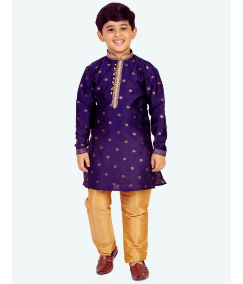 Buy Pro-Ethic Style Developer Ethnic Wear Silk Navy Blue Kurta Pajama ...