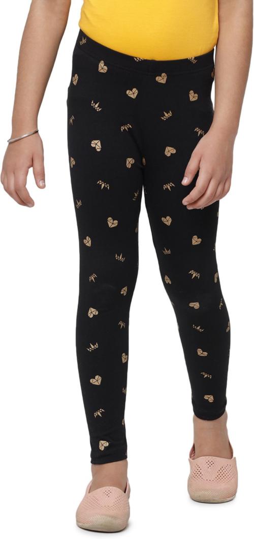 Buy De Moza Girls Black Printed Cotton Blend Legging (6-7 Years) Online ...