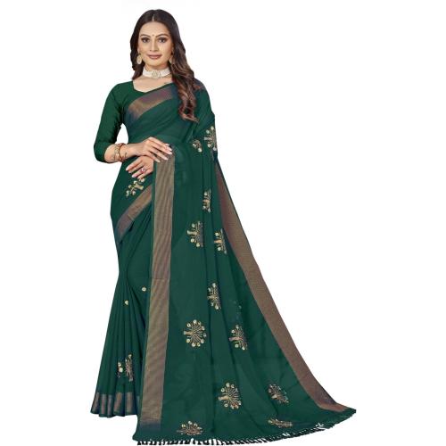 Buy HINAYA Women Green Solid Chiffon Daily Wear Saree With Blouse Piece Online at Best Prices in ...