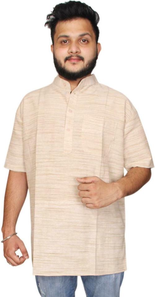 Buy DESHBANDHU KHADI Men Sand Self Design Khadi Cotton Kurta (XL ...