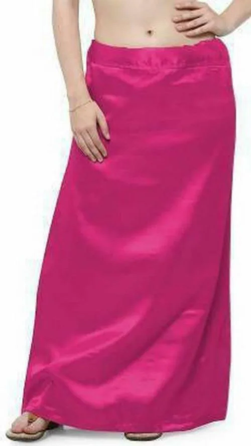 Buy Kavya Designer Women Rani Pink Solid Satin Blend Saree Petticoat ...