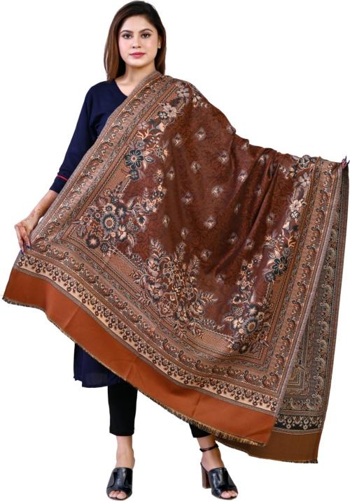 Buy FusFus Women Brown Floral Print Acrylic Shawl - Free Size Online at ...