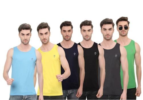 Buy CLOTHINK HUB Multicolour Solid Poly Blend Standard Length Vest ...