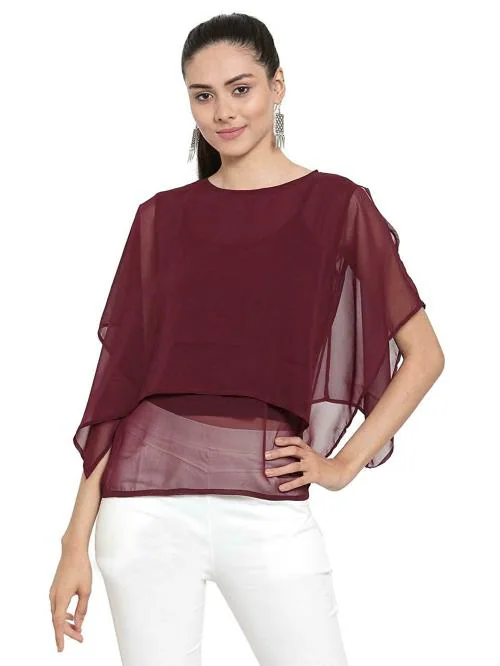 Buy Tunic Nation Women Maroon Georgette Top Online at Best Prices in ...